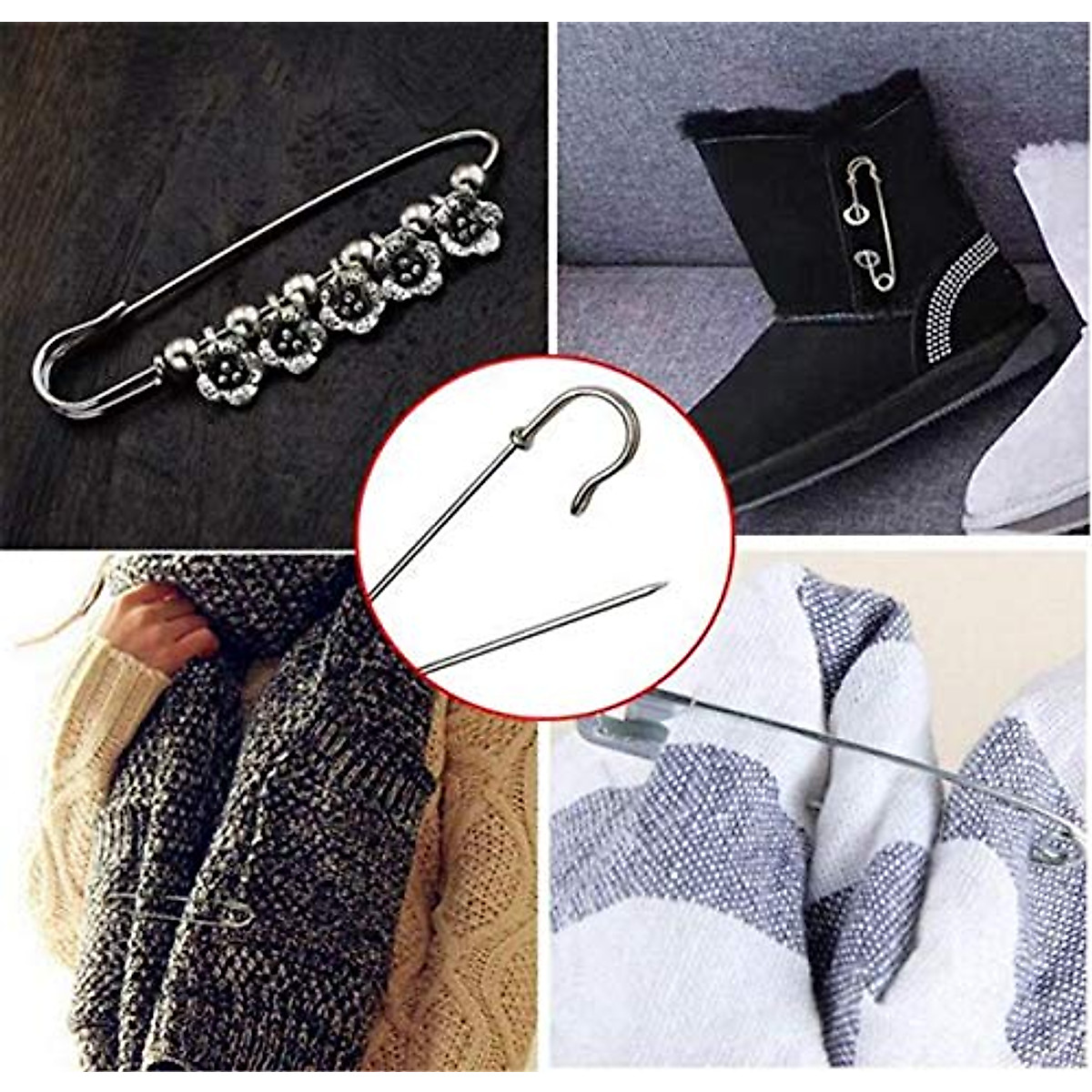 ReachTop Pack of 30 Large Safety Pins, 2.76" Heavy Duty Blanket Pins Bulk Steel Spring Lock Pins Fasteners for Blankets Crafts Skirts Kilts Brooch Making