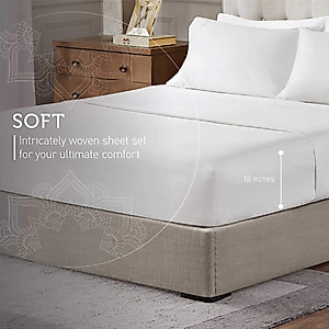 Hyde Lane King Sheets - 1000 Thread Count Luxury Cotton, Deep Pocket Fitted Sheet Set, Soft & Breathable Sateen Weave, Durable & Elegant Bedding (Natural White)