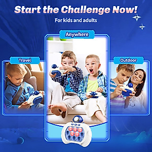 Quanquer Pop Toy Fast Push Game, Electronic Fidget Light Up Sensory Toys Travel Bubble Handheld Game Birthday Gifts for Age 5 6 7 8 9 10-12-18 Year Old Kids Adults Girl Boys, Astronaut, Blue & White