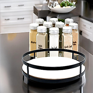 12" Wood Lazy Susan,Wooden Lazy Susan Organizer Display Stand,Turntable 360 Degrees Rotating Table Decor ,Round Lazy Susan for Countertop Cabinet or Dining Table,Farmhouse Table Decor.(White)