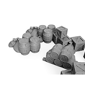 Port Ships Cargo Piles DND Terrain 28mm for Dungeons and Dragons, D&D, Pathfinder, Warhammer 40k, RPG, Miniatures, Age of Sigmar, Tabletop, D and D, Dungeons and Dragons Gifts