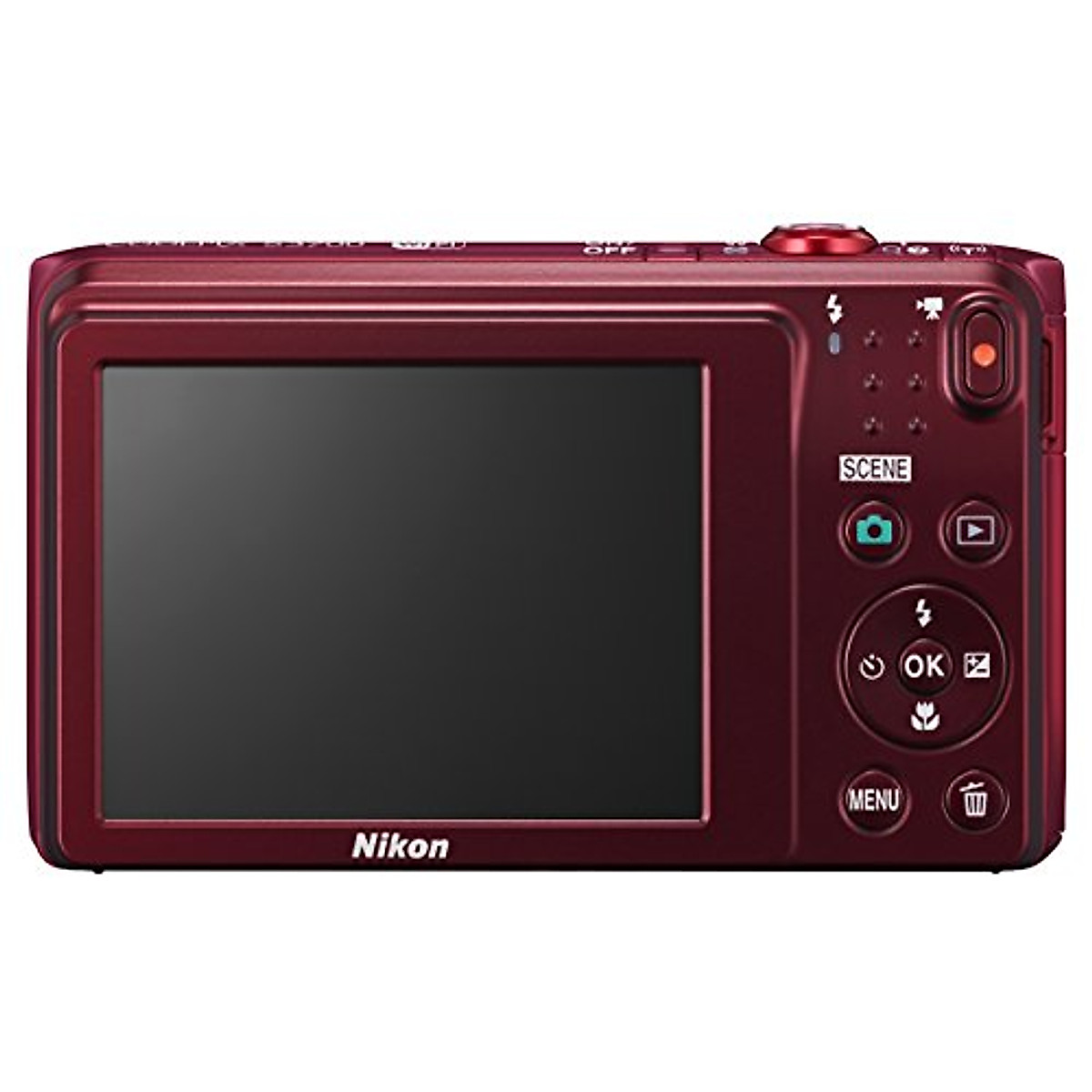 Nikon COOLPIX S3700 Digital Camera with 8x Optical Zoom and Built-In Wi-Fi (Red)