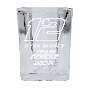 R and R Imports Ryan Blaney NASCAR #12 Etched Square Shot Glass