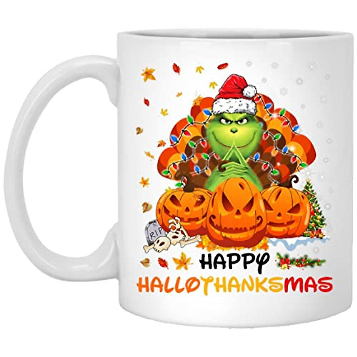 DATDesigns Christmas Mug - Happy Hallothanksmas And Merry Christmas Fall Funny Gift For Halloween Christmas - Halloween Mug - Best Gift Christmas Mugs 11oz, MUG-1WVXUWCMJE-11oz, White