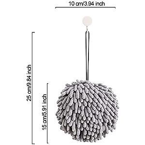 Ajfwm Soft Chenille Hanging Hand Towels,Kitchen Hand Towels with Loop,Bathroom Hand Towels Hanging,Quick Dry Cloths for Cleaning,Soft Absorbent Microfiber Hand Towels (Include 2 PCS Wall Hooks)