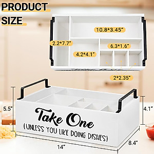 Lzhevsk Paper Plate Holders Silverware Caddy for Countertop, Kitchen Utensil Holder Organizer for Plates, Cutlery, Cups, Fork, Spoon, Wood Utensil Caddy Paper Plates Dispenser for Party Picnic BBQ