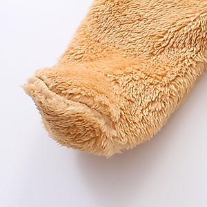 Babymine Toddler Boy's Hooded Fuzzy Outfits Winter Romper Fleece Outerwear Yellow footed Clothes 6-9M