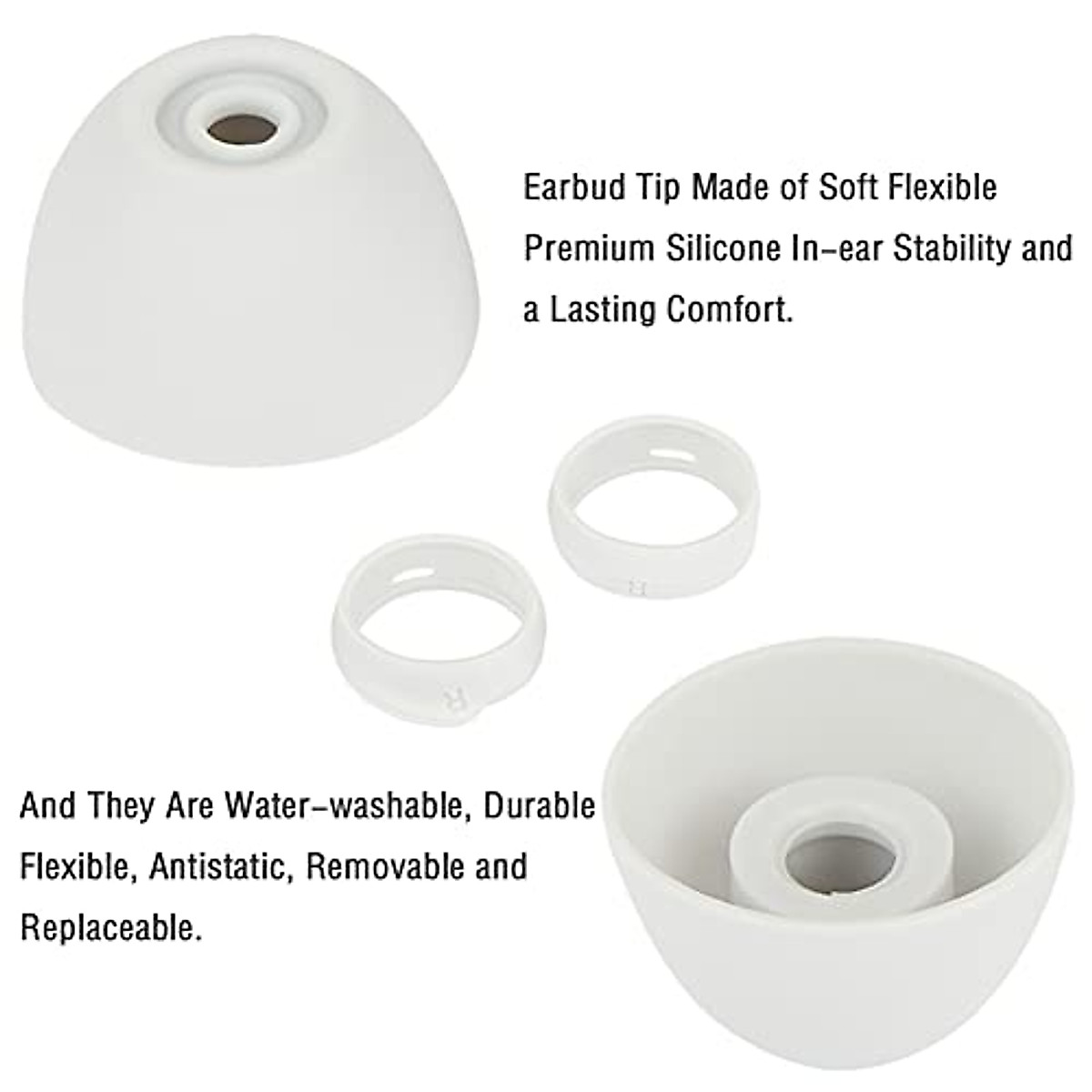 Silicone Earbud Tips Earhooks Kit for Galaxy Buds Headphone Replacement Wingtip Ear Tips Compatible with Samsung Galaxy Buds SM-R170 Headphone,S M L (6 Pairs)