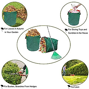 luseiya Upgrade Adjustable Leaf Rake - Garden Dustpan-Type Bag 53 Gallons and Standable Yard Waste Bag 72 Gallons for Collecting Leaves, Professional Reusable Lawn Leaf Waste Bags（Green）