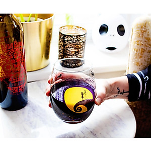 Nightmare Before Christmas Disney The Jack & Sally on Spiral Hill Stemless Glass