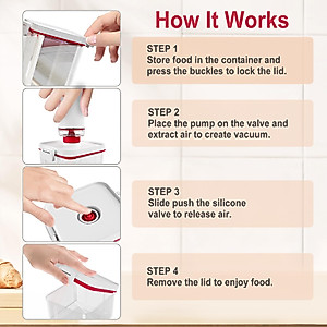 CrazyQueen Food Storage Containers with Lids, Vacuum Seal Containers for Food Storage, 5PCS Containers with 9PCS Vacuum Storage Bags & 2PCS Wine Stoppers for Cereal Bread Rice Kitchen Pantry