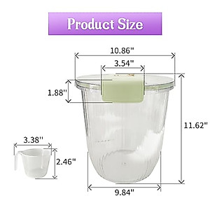 Airtight Rice Storage Container 20 Lbs, Rice Dispenser Crystal-Clear Flour Storage Container, Cereal Holder Bin with Measuring Cup for Kitchen Pantry Organization and Storage (Green)