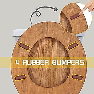 SUFISEAT Wooden Toilet Seat Round for Winter, Wood Toilet Seat for American Standard Size Toilet Seats, Easy to Install