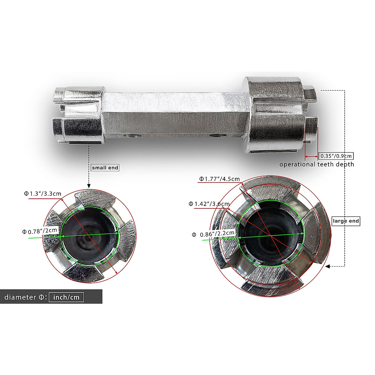 BearHut Tub Drain Remover Wrench Removal Tool Dual Ended Dumbell Wrench Heavy Duty Aluminum