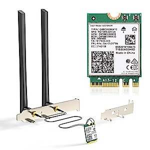AX210 WiFi 6E Desktop Kit, Expand to Tri-Band 6GHz/5GHz/2.4GHz M.2 NGFF Wireless Bluetooth 5.2 Card Support Windows 10 11, 64 bit Desktop PC, Includes Ipex Cable, 5dBi Antennas and Brackets