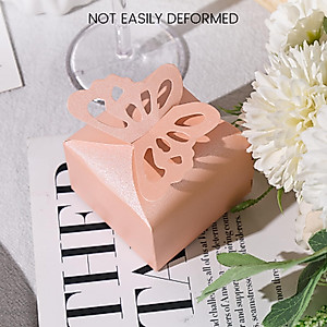 VGOODALL 50PCS Small Favor Boxes Pink, 3D Butterfly Candy Boxes Pink Baby Shower Favor Boxes for Wedding Birthday Party Gift Treat Box