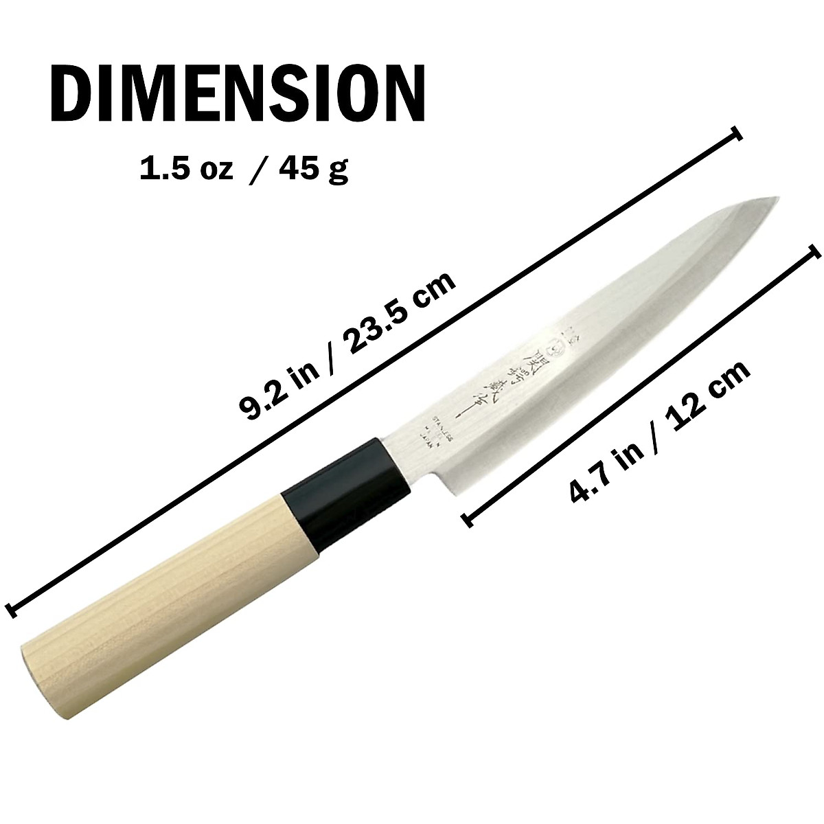 KAKUSEE Seki Tsubazo Petite Knife 4.7-inch Blade and Japanese Painting Cloth Set, Japanese Chef Knife for Fruits and Vegetables