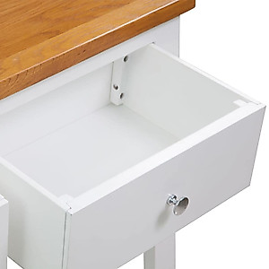 Console Table Modern | Wooden Sofa Table with 2 Drawers | Entryway Table for Hallway, Entryway, Living Room | Brown and White Soild Oak Top with Acacia Wood Frame | 32.7" x 11.8" x 28.7"