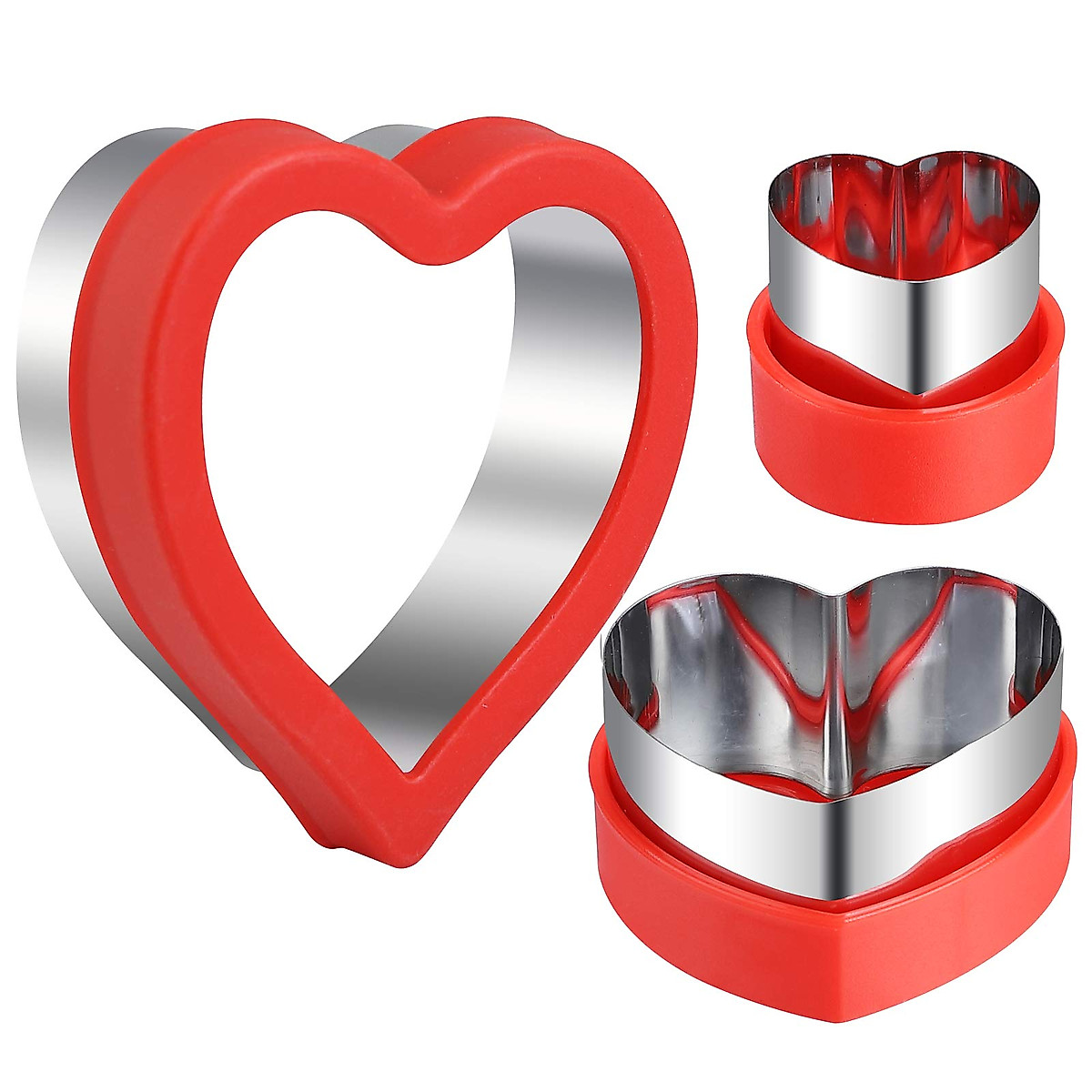 Love Heart Shape Cookie Cutters, Baking Vegetable Shape Cutters, Mini & Medium & Large Cookie Cutters,The Valentine’s Day Cookie Cutters with Red Color Biscuit Molds Fondant Cake Cookie Cutter Set