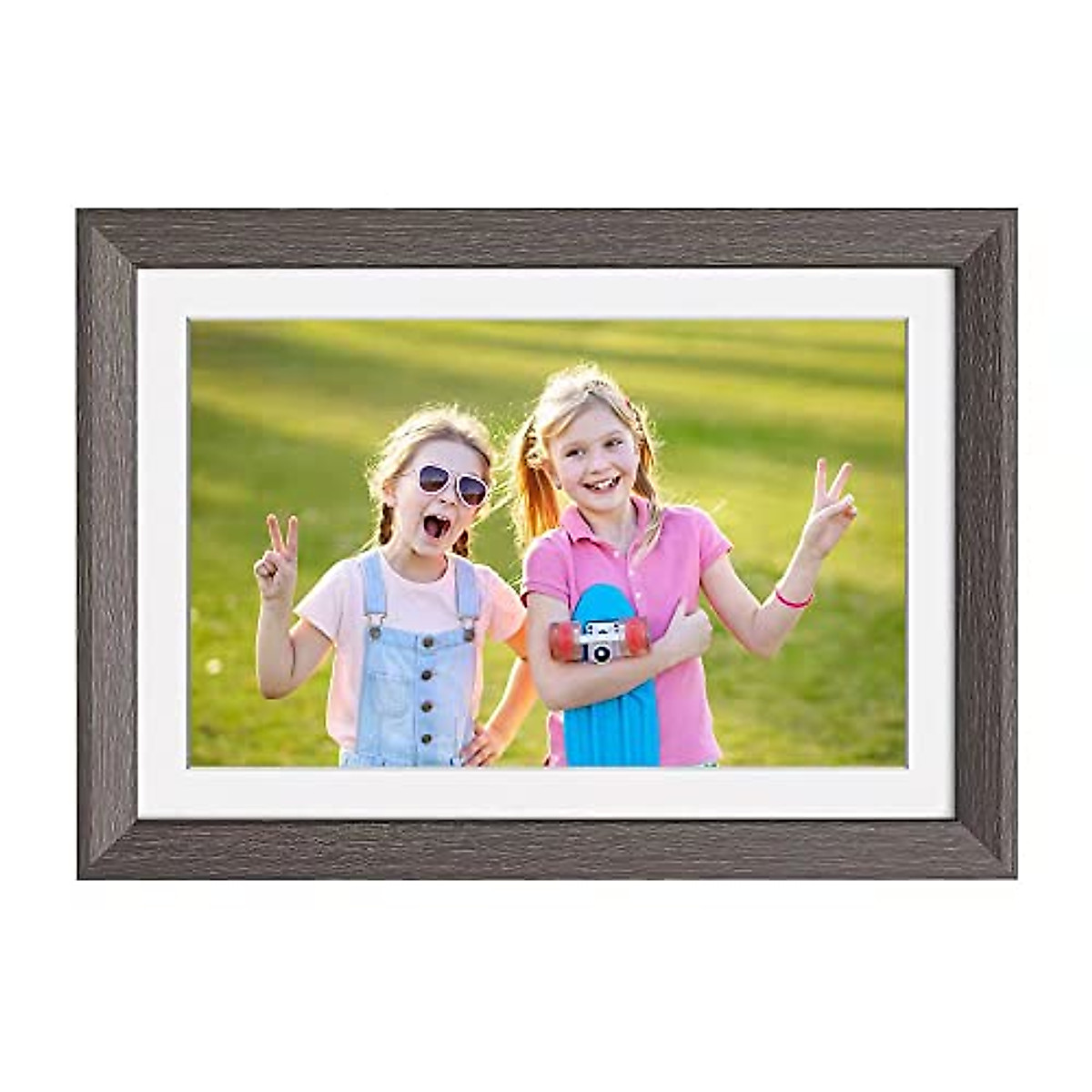 Digital Picture Frame FRAMEO 10.1 Inch 1280x800 IPS LCD Touch Screen WiFi Digital Photo Frame with Auto-Rotate 32GB Storage Share Photos and Vedios Instantly via Frameo (10.1 inch Wood Effect)