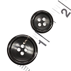 Set of Classic Black Genuine Buffalo Horn Suit Buttons