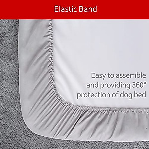 Waterproof Dog Bed Covers Replacement Washable Pet Hair Easy to Remove, Dog Pillow Cover Quilted, Pet Bed Cover Lovely Grey Star Print, Puppy Bed Cover 30x20 Inches, for Dog/Cat