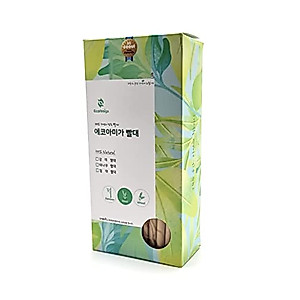 EcoAmiga Bamboo Straw, 8 Inch Reusable & Biodegradable Organic Bulk Straws – Great Ecological Alternative to Plastic Straws (Bamboo)