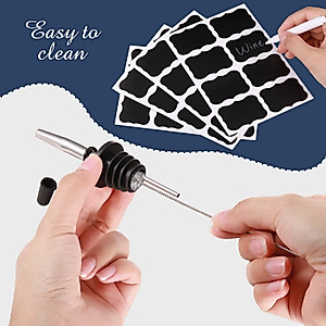 100 Pieces Liquor Pourer Stainless Steel Liquor Bottle Pourers with Siamese Rubber Dust Caps Pour Spouts Alcohol Pourer Spouts Bar Juice Pourers Wine Pourers Tapered Spout About 3/4 Inch Bottle Mouth