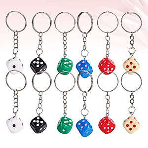 KESYOO 12pcs Dice Keychain Creative Key Holder Keychains for Fathers Birthday Gifts(Mixed Colors)