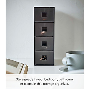 Yamazaki Home Tower 4-Tier Plastic Storage Drawer Organizers For Glasses, Accessories, Or Watch, Closet Drawers - Abs Plastic