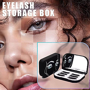 YiQiYi Cosmetic Case Empty Eyelashes Storage Case with Makeup Mirror Holder Box Fake Eyelash Packing Travel Storage Case Eyelashes Bag(Black)
