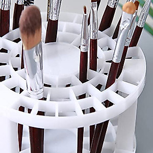 1 Piece Paint Brush Holder 49 Holes Pencil Brush Holder Pencil Pen Brush Organizer Makeup Brushes Holder Plastic Round Brush Stand, White