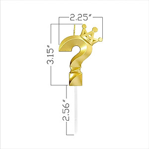 OUDEKE Gold Question Mark Candle Gold Crown Happy Birthday Candle Question Mark Cupcake Cake Topper Decoration Candle for Birthday Cakes Baby Showers Creative Gold ? Candle with Crown