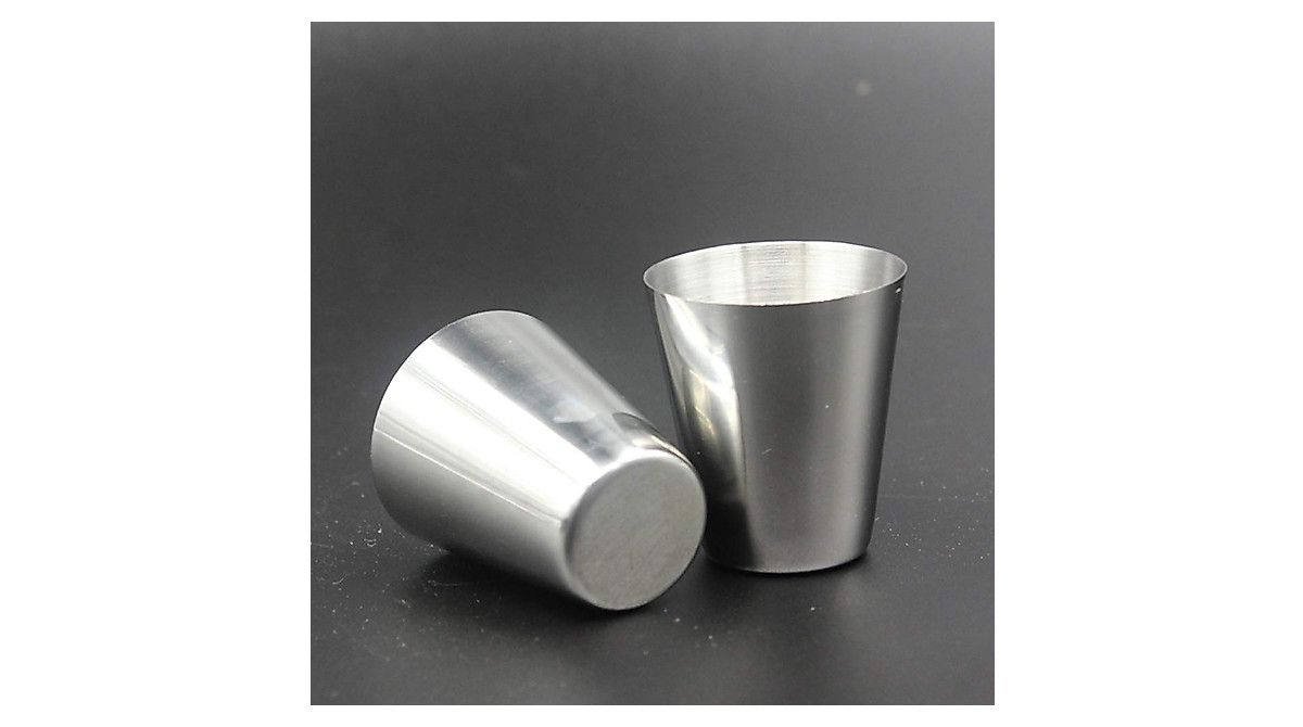 Stainless Steel Shot Cups with Leather Case - 4 Pack