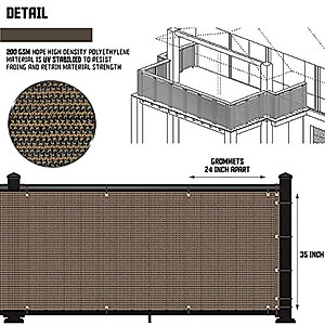 TANG 3' x 50' Brown Residential Commercial Privacy Deck Fence Privacy Screen 200 GSM Weather Resistant Outdoor Protection Fencing Net for Balcony Verandah Porch Patio Pool Backyard Rails