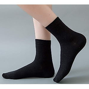 CHUNG Toddler Boys Girls 10 Pack Athletic Cotton Basic Crew Socks Autumn School Uniform Casual Sports,Plain Black,8-10Y