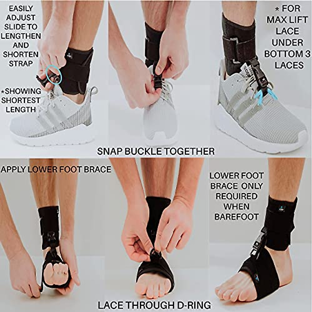 DOSH AFO Foot Drop Brace - Drop Foot Brace for Walking - Use as a Left or Right AFO Brace - Ankle Foot Orthosis Support Brace for Men and Women - Foot Supports - Drop Foot Braces
