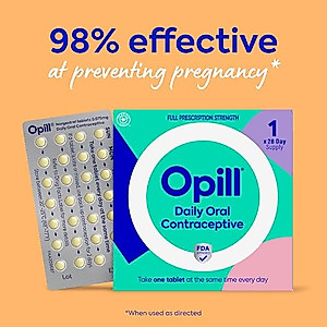 Opill, Daily Oral Birth Control Pills, Over-The-Counter Progestin-Only Contraceptive, FDA-Approved & Estrogen-Free, 28 Count