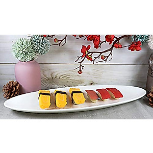 Ebros Kitchen Dining Modern Contemporary Sleek Design Natural White Porcelain Oval Plates Serving Platters Restaurant Supply Dishwasher And Microwave Safe Serveware (2, 16"Long)