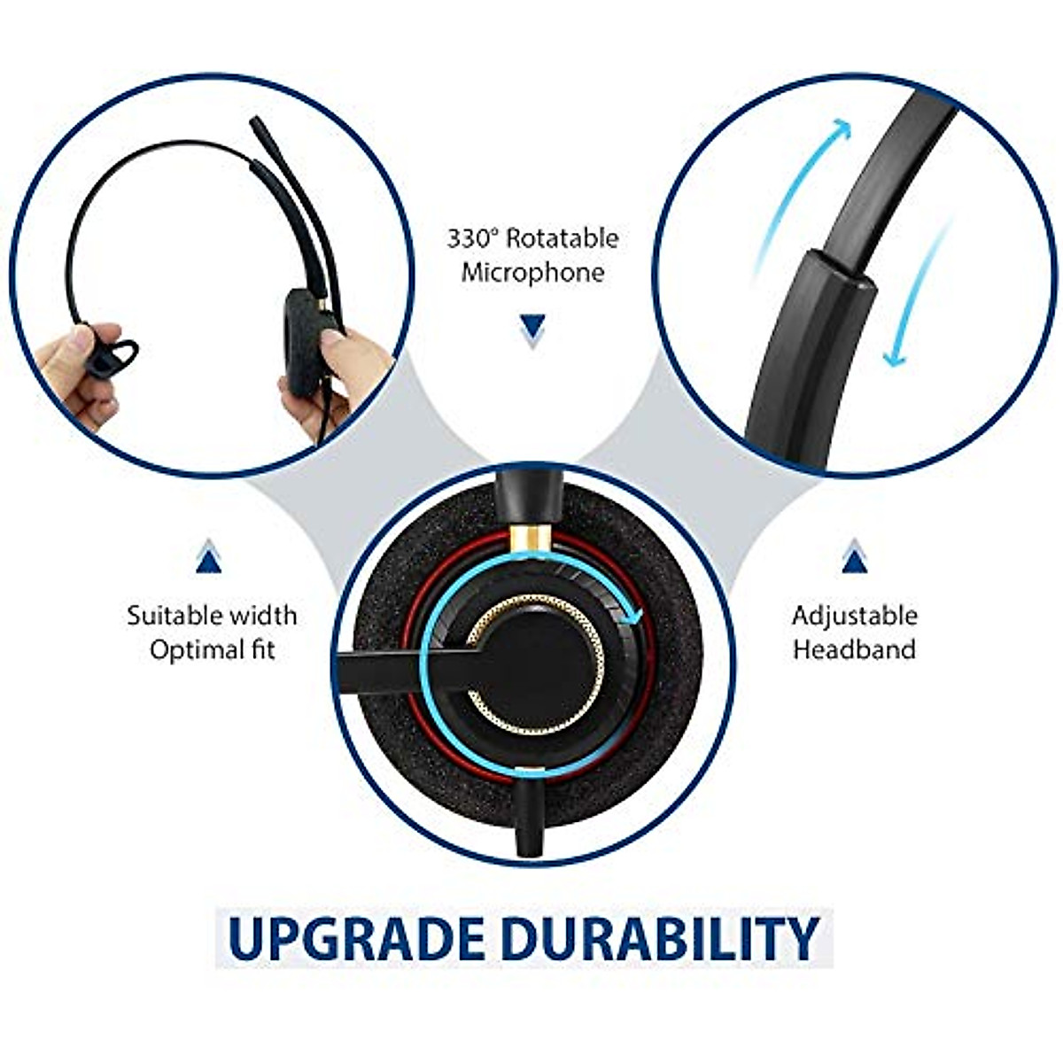 Phone Headset with Microphone Noise Cancelling, 2.5mm Telephone Headset for Cordless Phones Panasonic AT&T Vtech Uniden Cisco SPA Grandstream Polycom Clarity XLC3.4 Office IP