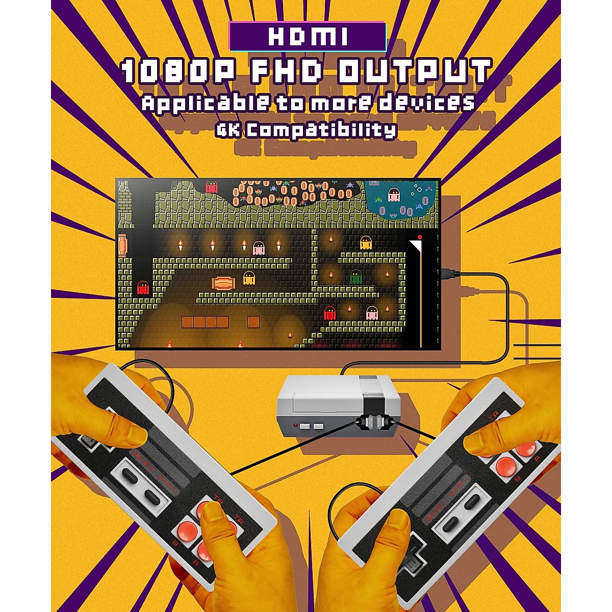 Retro Mini Game Console, with Preloaded 870+ Classic Video Games, HDMI Output, 2 Controllers，Old-School 8-bit System, Gift of Childhood Memories …
