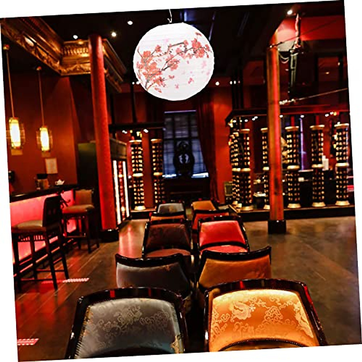 GANAZONO Chinese Lantern Outdoor Decor Asian Decor Japanese Paper Lamp Asian Paper Lantern Pendant Lamp Shade Outdoor Hanging Decoration Japanese Lantern Plug in Sconce Set of 2 Ornament