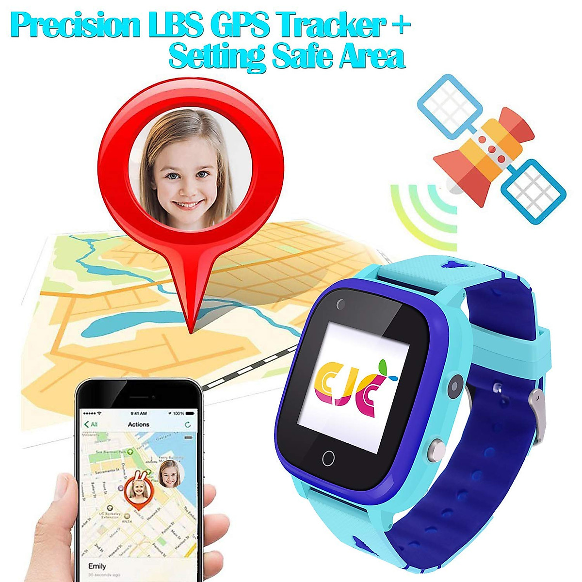 4G Kids Smart Watch w GPS Tracker,Kids Phone Smartwatch w Camera,Call,Pedometer,SOS,Touch Screen WiFi Wrist Watch Boys Girls Smartphone,3-15 Years Old Children Student Birthday Gifts(Light Blue)