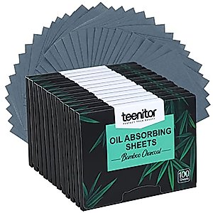 1200 Sheets Natural Blotting Paper for Oily Skin with Bamboo Charcoal, Oil Blotting Sheets for Face, Makeup Blotting Paper, 3 7/8" and 2.75"