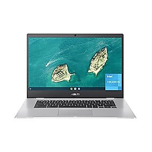 ASUS Chromebook CX1, 15.6" Full HD NanoEdge Display, Intel Celeron N3350 Processor, 64GB eMMC Storage, 8GB RAM, Chrome OS, Transparent Silver, CX1500CNA-AS84F