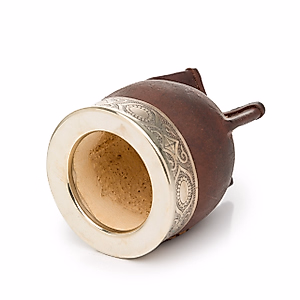 THEARG | Yerba Mate Gourd Set with Stainless Steel Straw | Handmade Leather Yerba Mate Cup and Bombilla Set from Argentina - Beach Essentials - Idea for Gifts