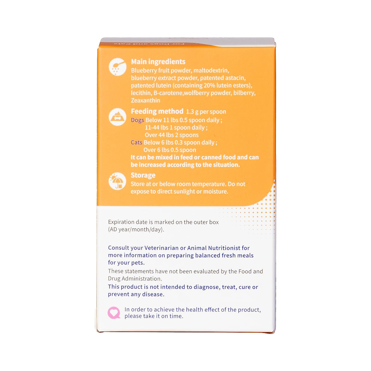 Love Can Fly Eye Supplement for Dogs and Cat Lutein Astaxanthin Support Tear Stain Enhance Vision Health No Wheat No Corn Antioxidants Immune Skin Coat Energy Boost Support for All Breeds- 2.8 Oz