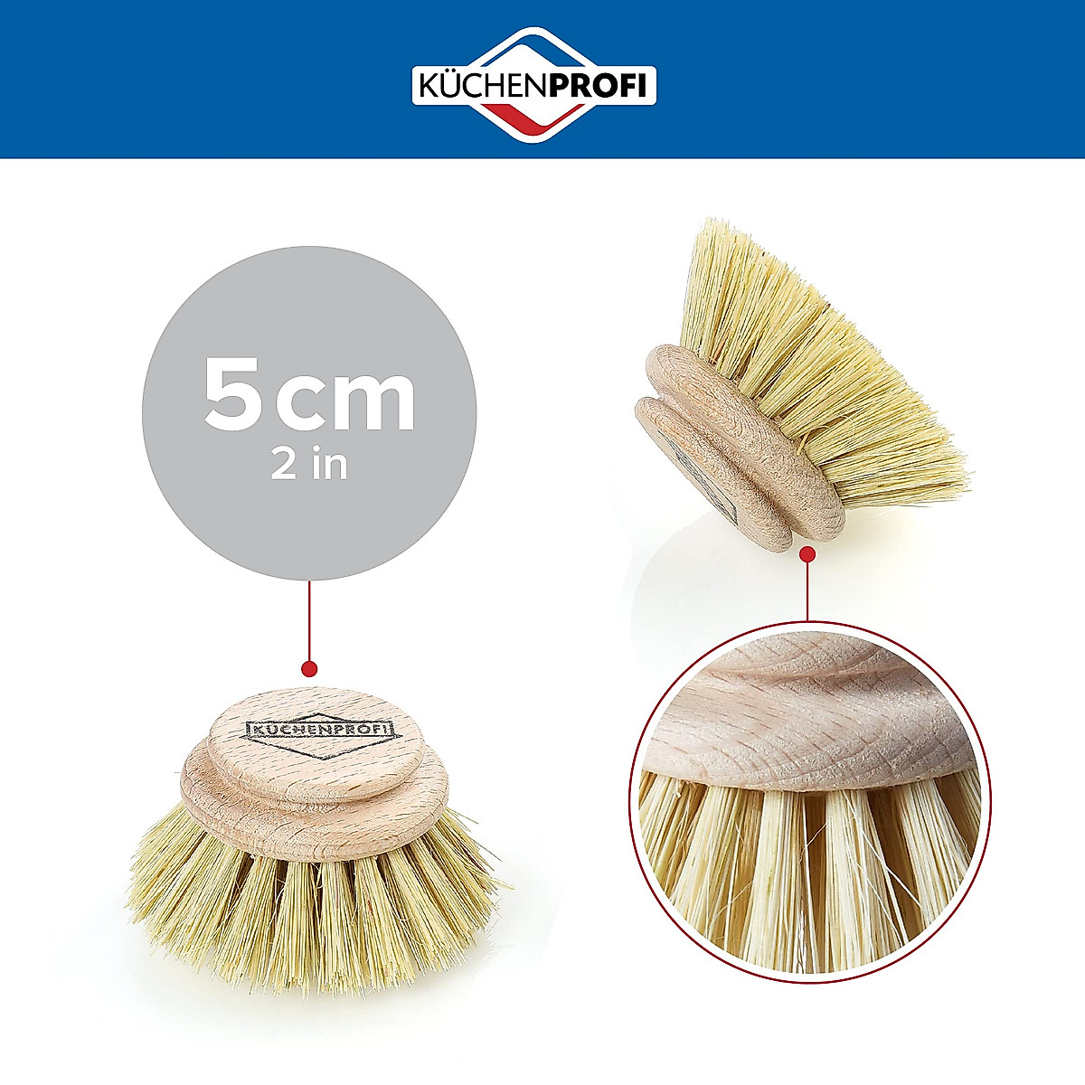 Küchenprofi 2-Pack Replacement Brush Refill for Classic Dish Washing Brush