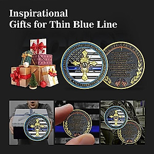 US Police Officers Thin Blue Line Flag Law Enforcement Cross Challenge Coin Gift