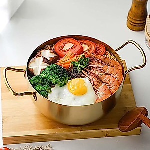 Gralara Instant Noodles Pot Korean Noodle Pot Stainless Steel Multipurpose Portable Ramen Cooking Pot Ramyun Cooker for Picnic Camping Soup Stew, 22cm